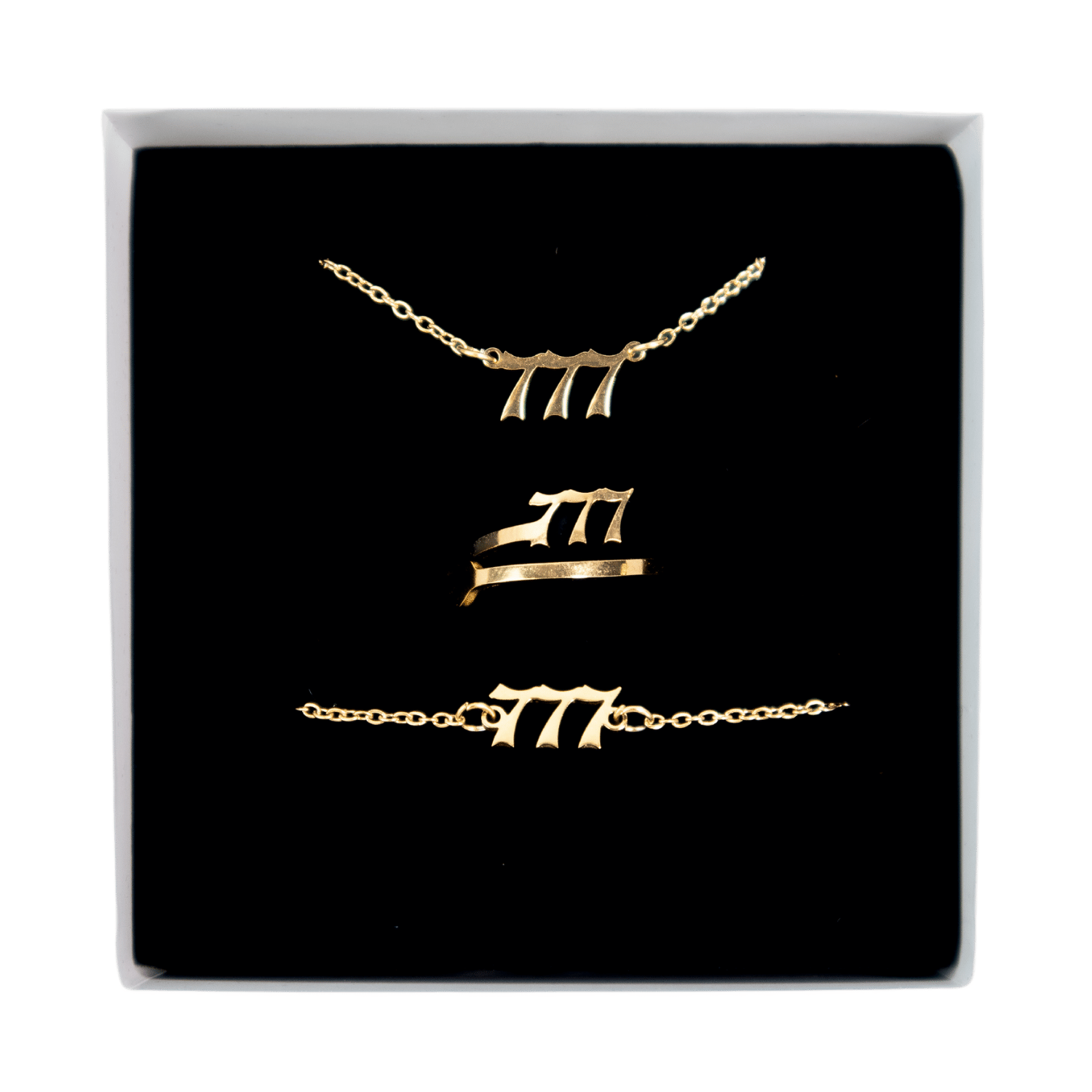 777 Angel Number Jewelry Set | 777 Number Necklace, Bracelet & Ring ...