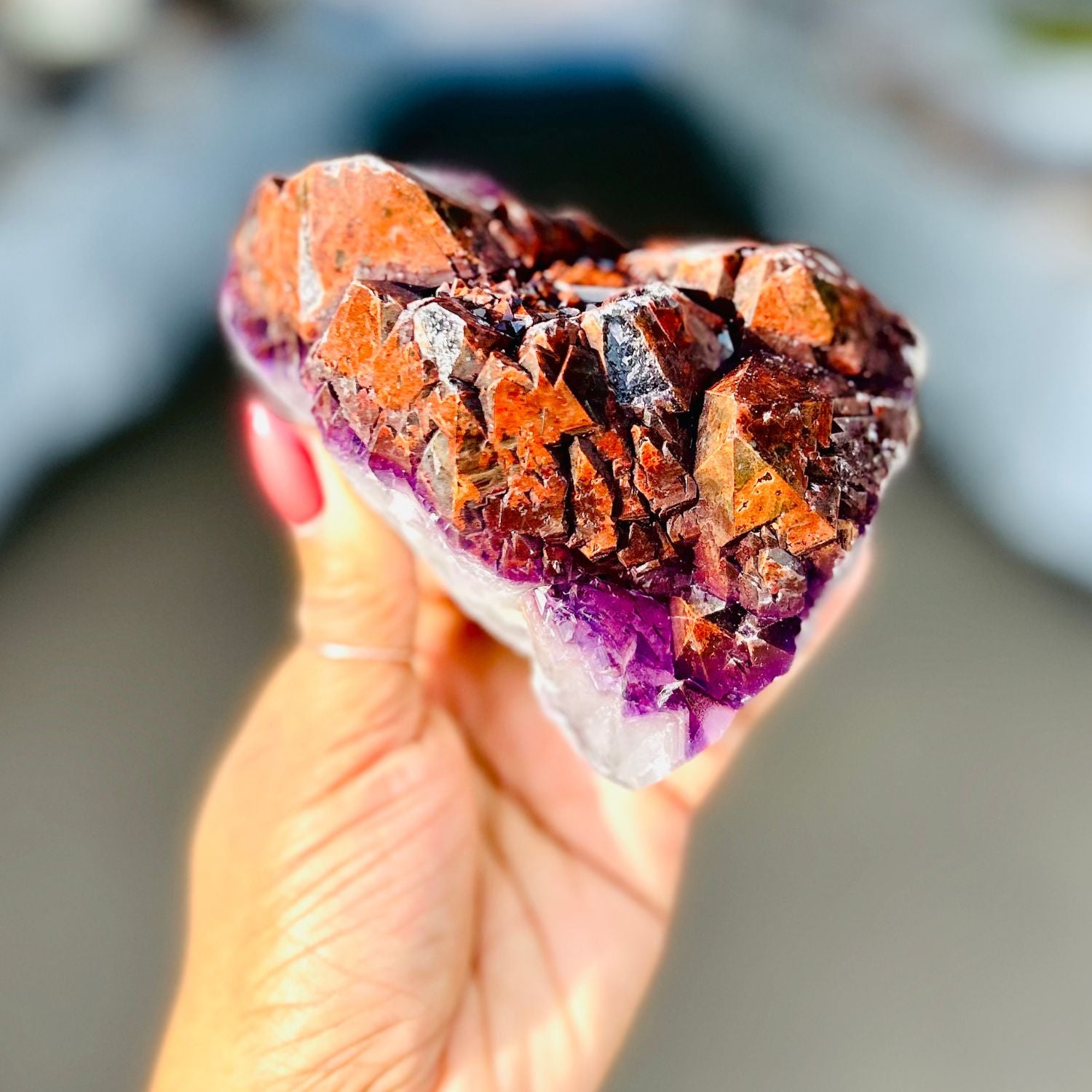 Hematite-Included Amethyst Cluster, Shop Amethyst at Energy Muse