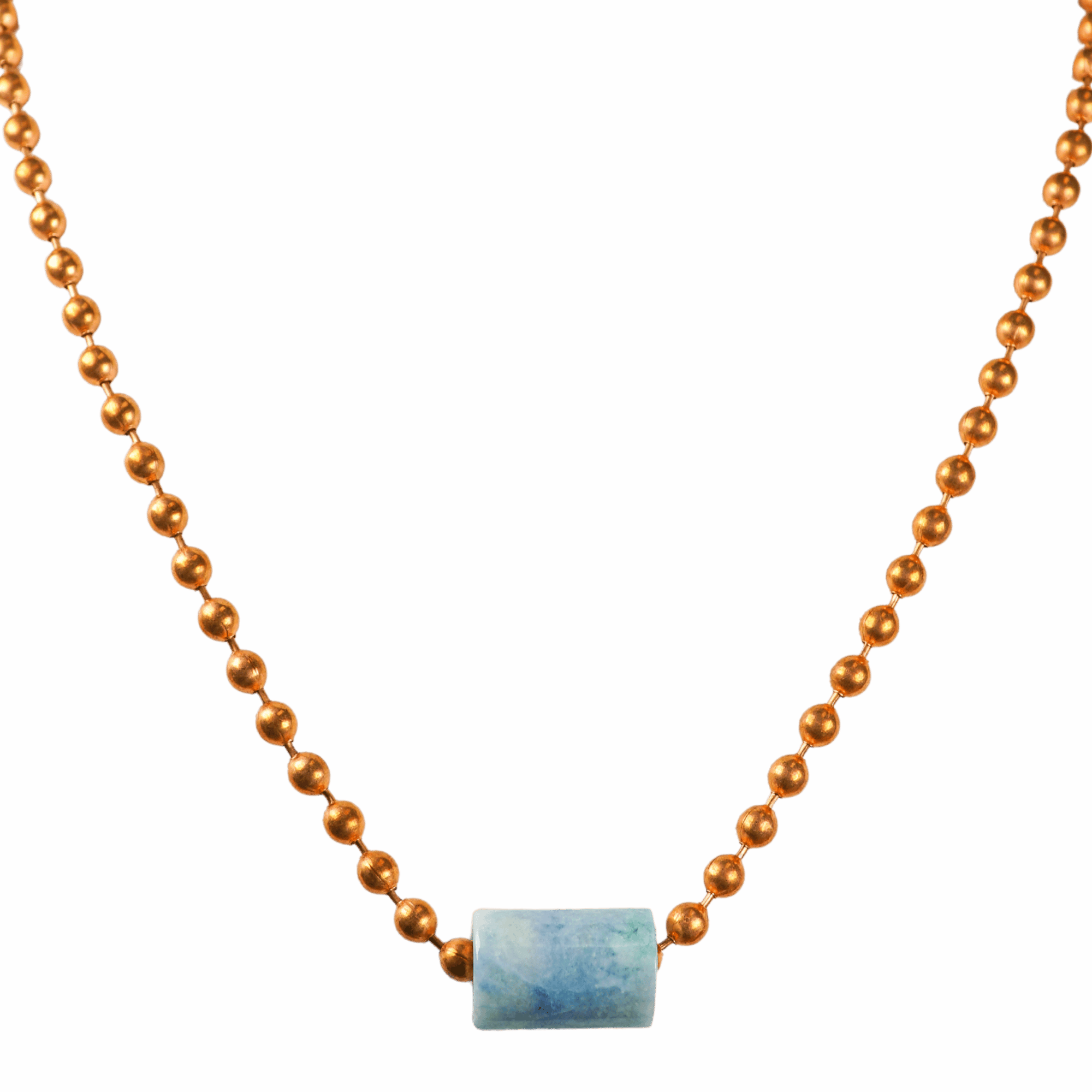 Blue Guatemalan Jade with Copper Ball Chain Necklace – Energy Muse