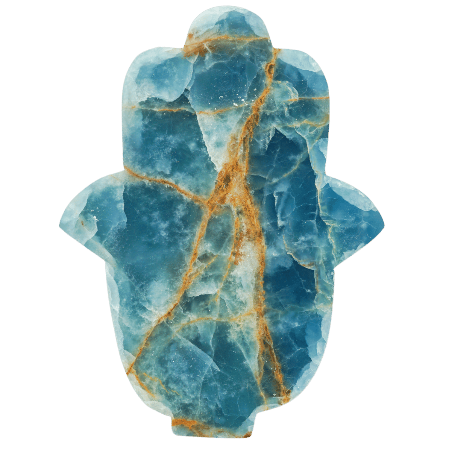 Blue Lemurian Calcite Hamsa Plate – Spiritual Protection & Intuitive ...