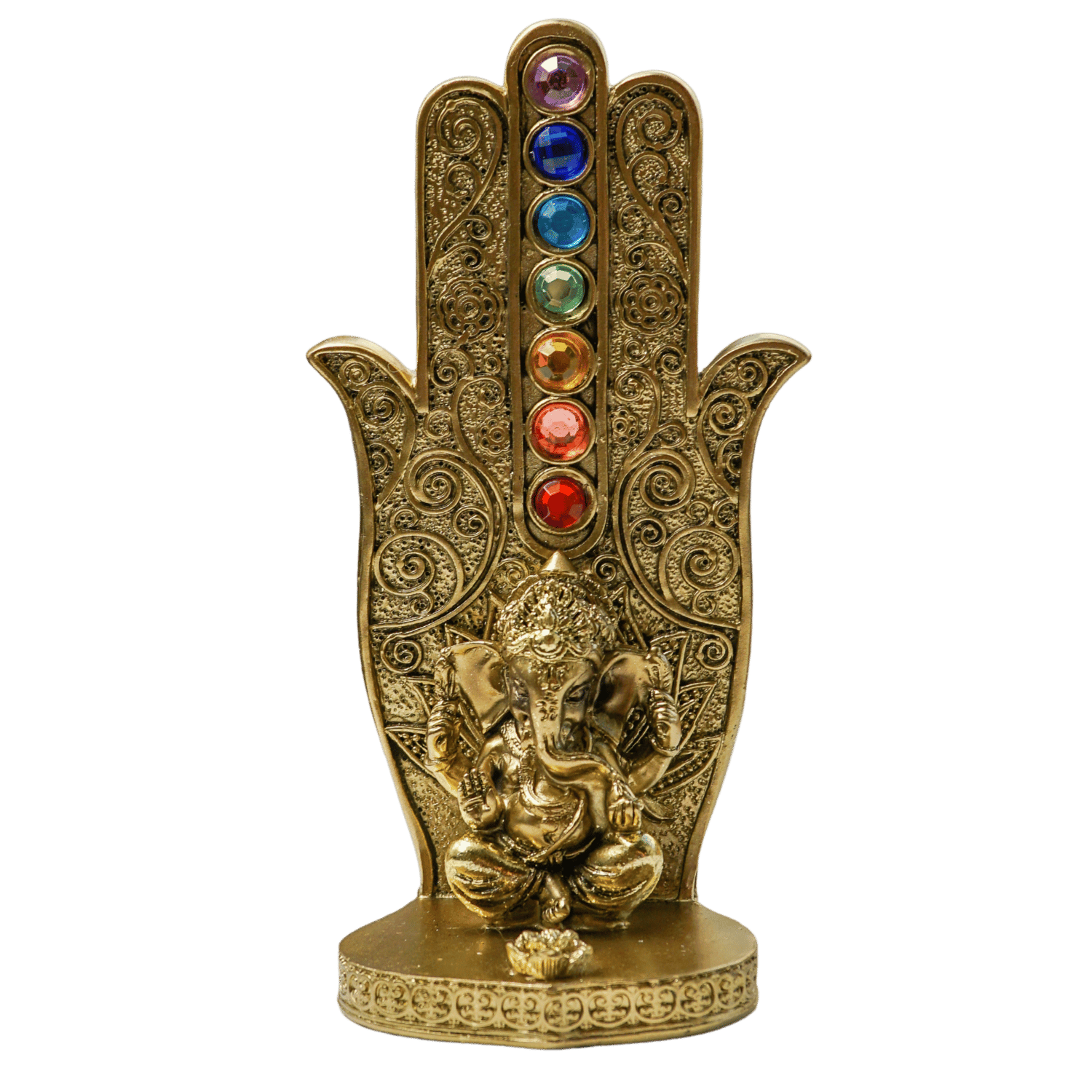Chakra Hamsa Hand Statue with Ganesh for Protection & Balance – Energy Muse