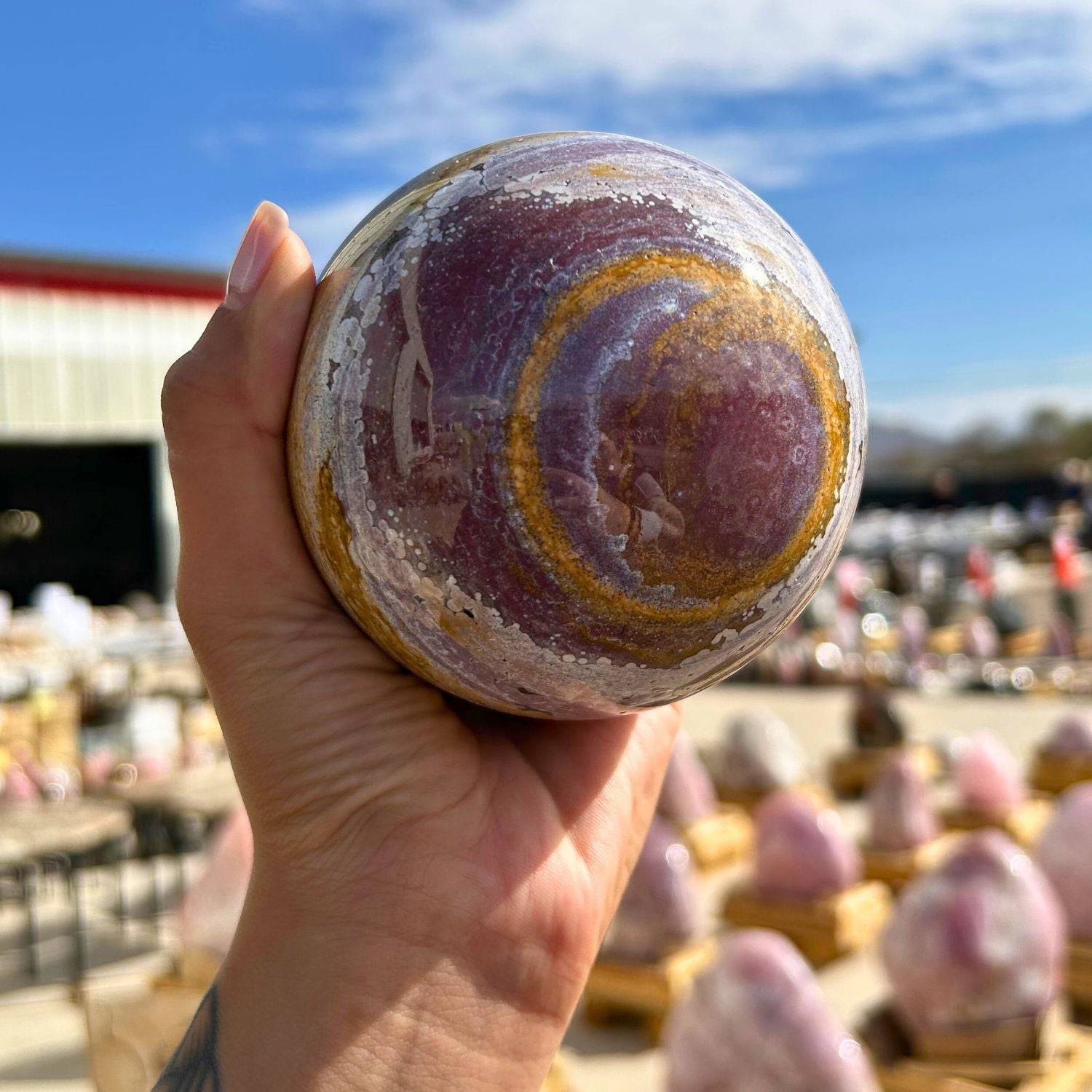 One-of-a-Kind Ocean Jasper Sphere B – Rare Crystal with Protective and ...