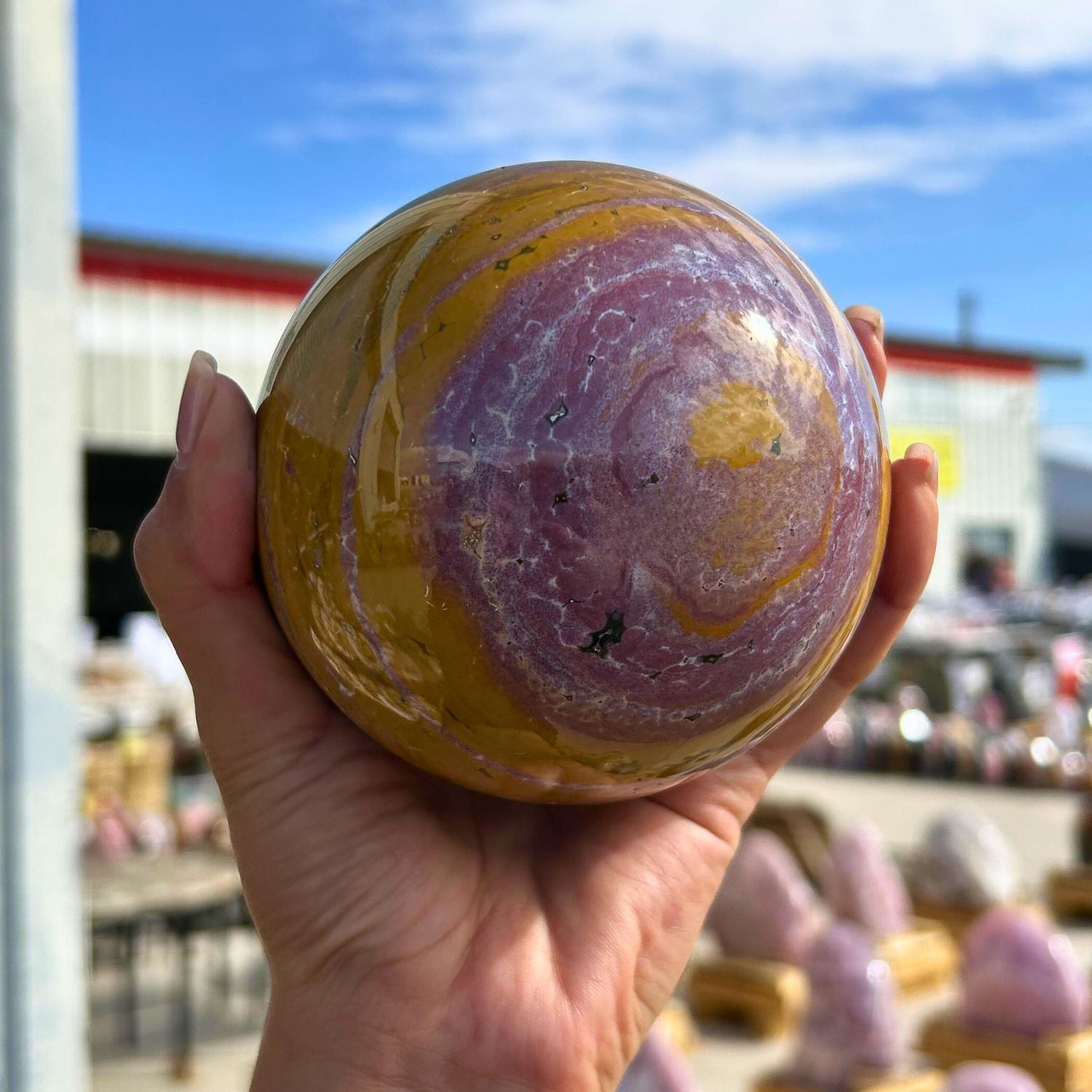 One-of-a-Kind Ocean Jasper Sphere D – Rare Crystal with Protective and ...