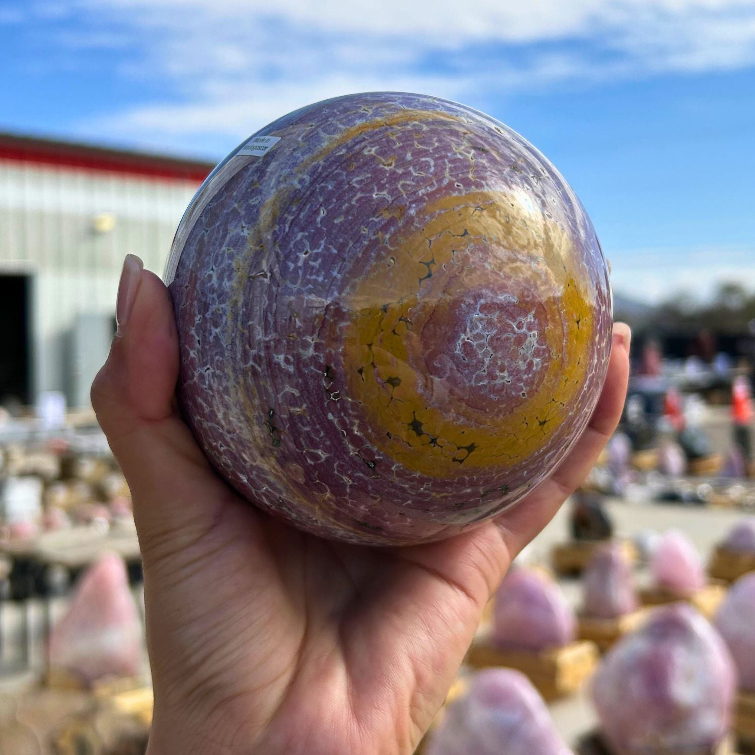 One-of-a-Kind Ocean Jasper Sphere E – Rare Crystal with Protective and ...