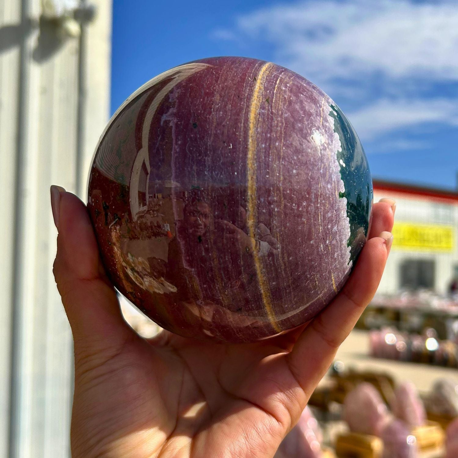 One-of-a-Kind Ocean Jasper Sphere F – Rare Crystal with Protective and ...