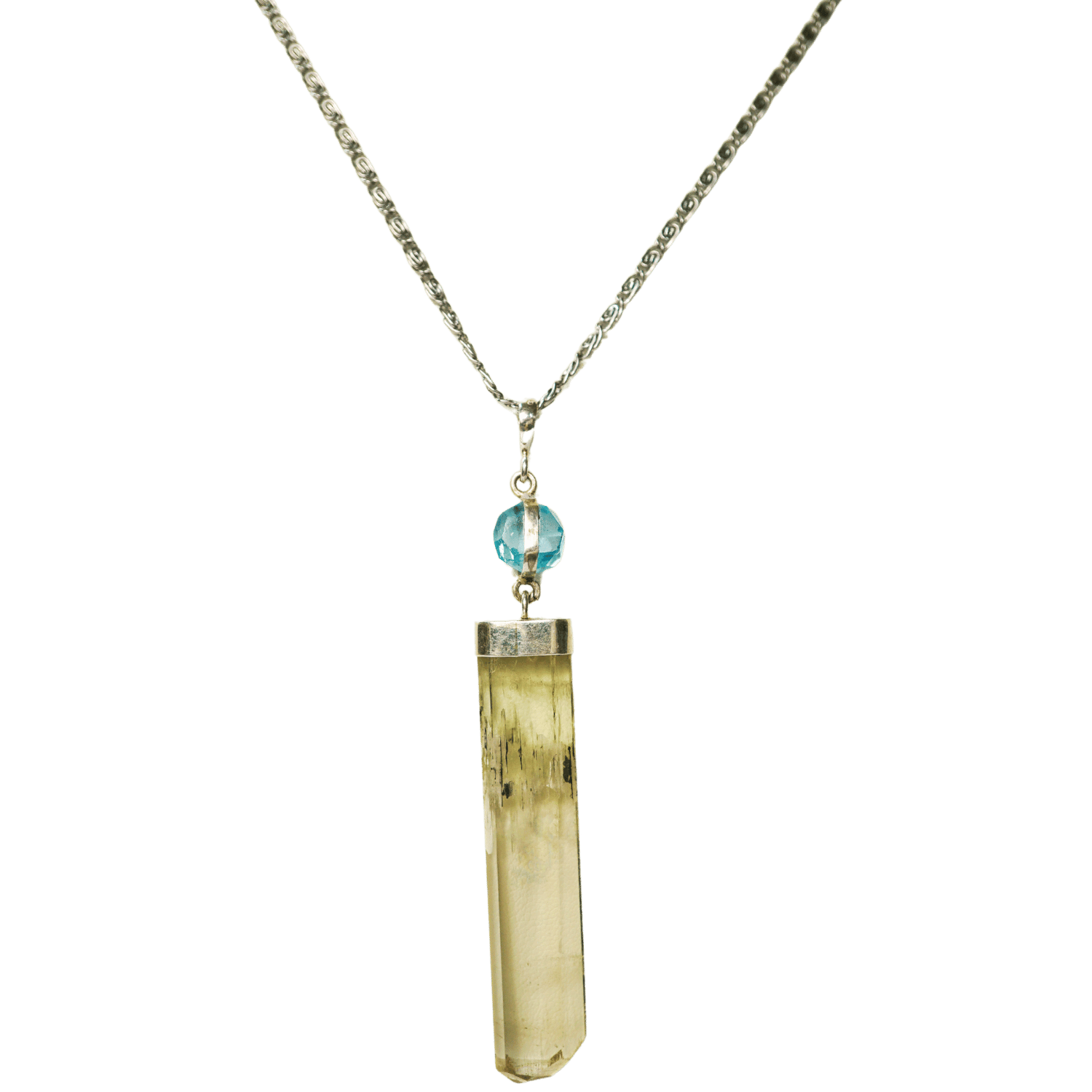 Spodumene & Blue Topaz Pendant Necklace – Rare, Gem-Grade Crystal for ...