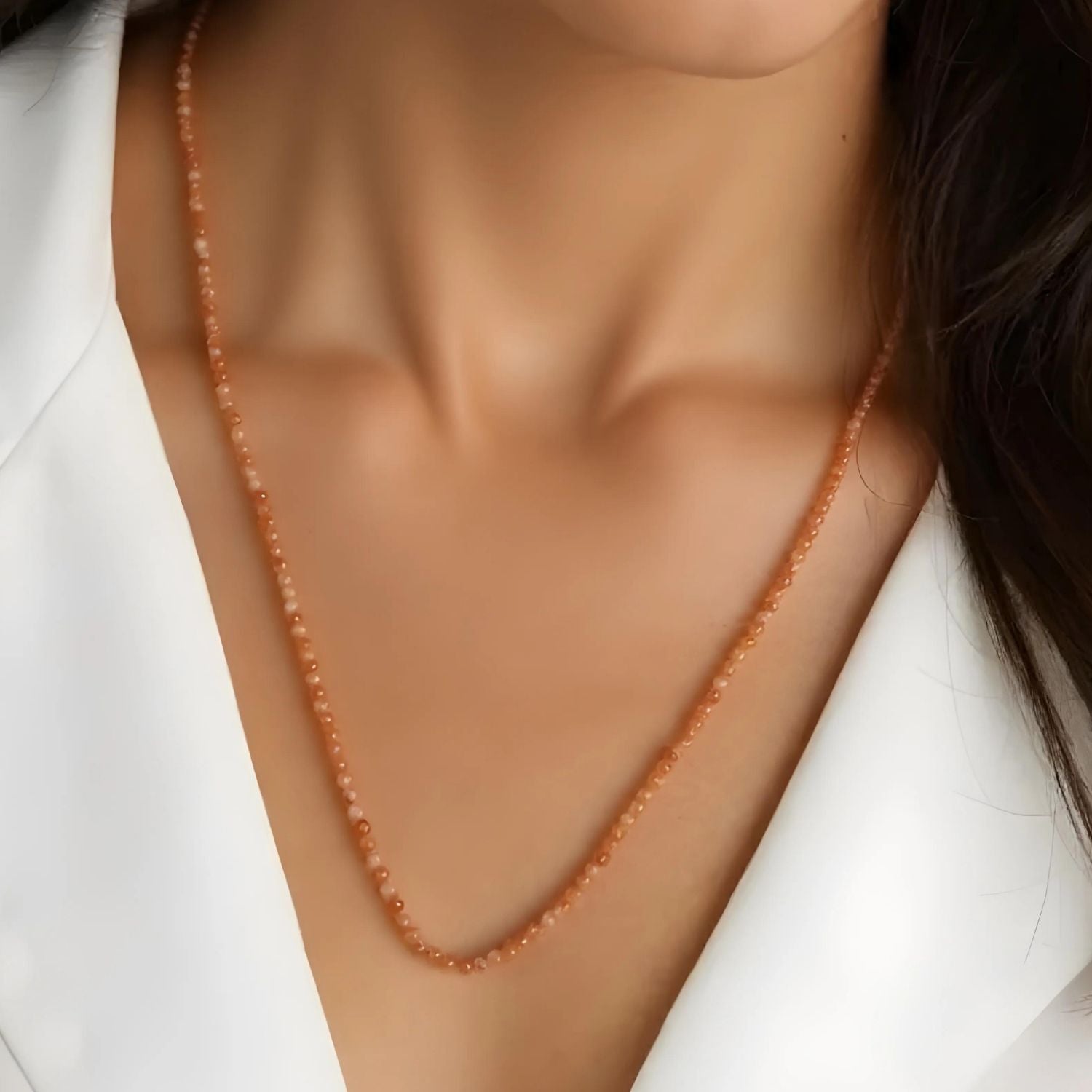 Faceted Sunstone Necklace | One-of-a-kind Necklace – Energy Muse