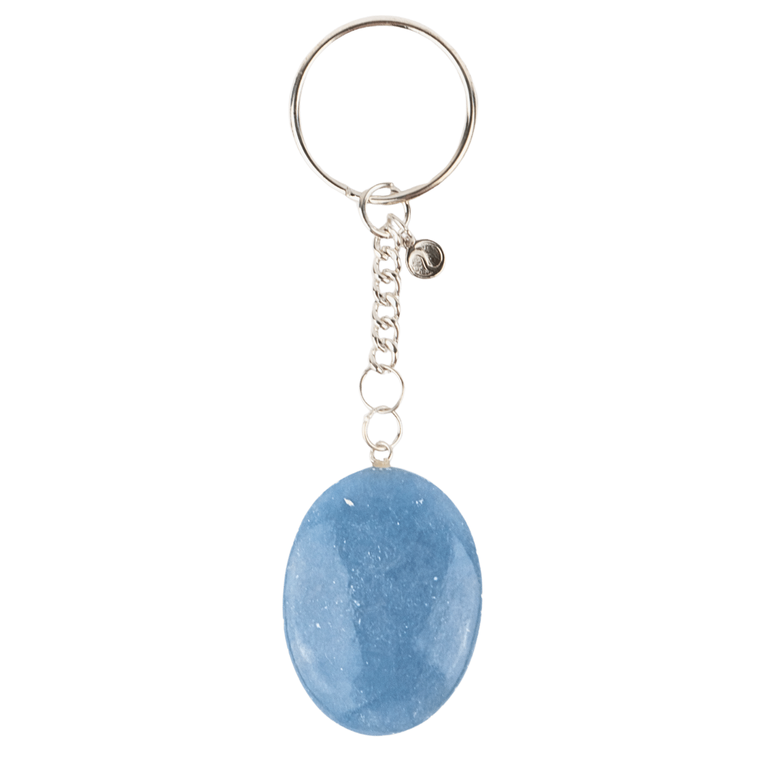 Angelite Worry Stone Keychain | Shop Worry Stone Keychains – Energy Muse