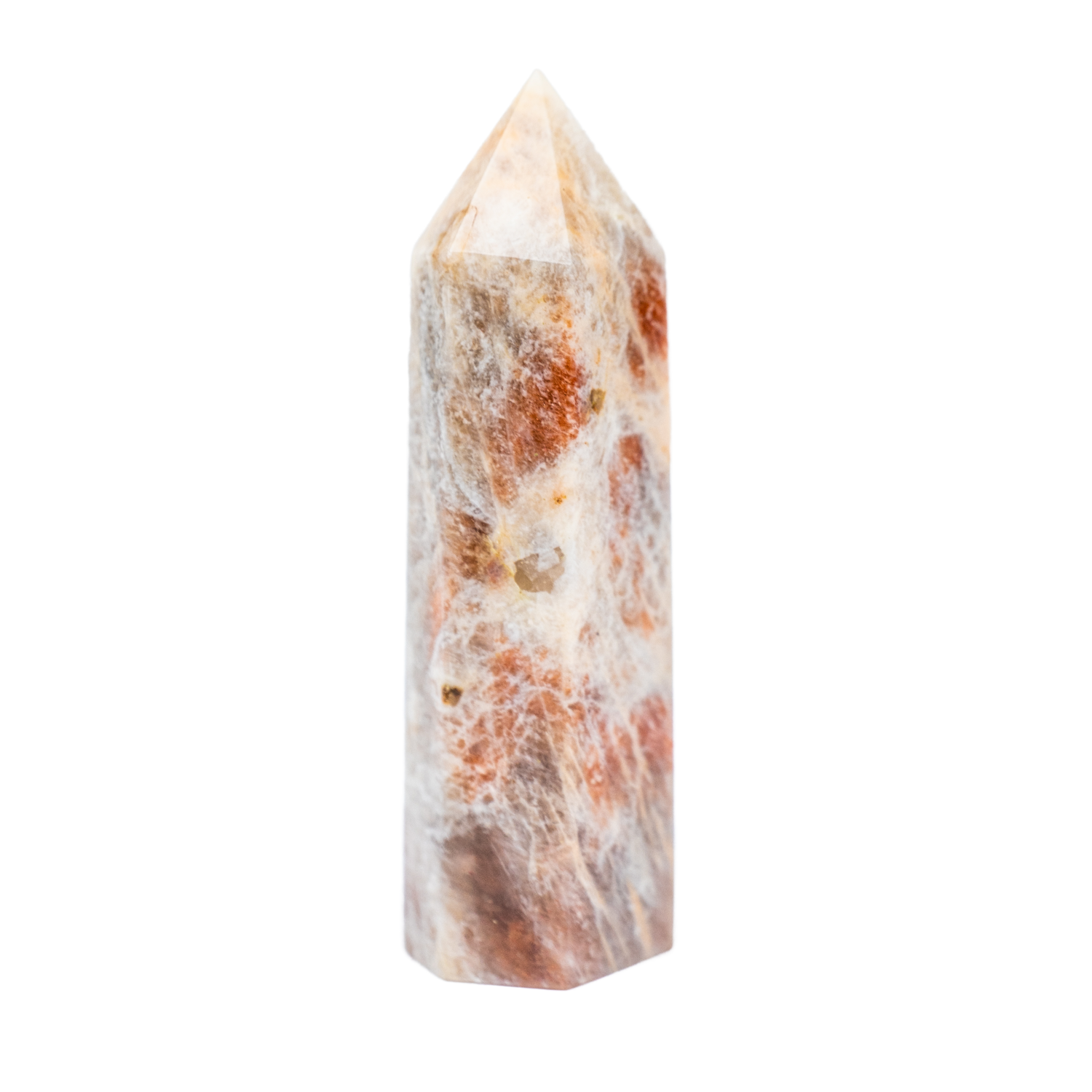 Moonstone with Sunstone Point, Shop Crystal Points at Energy Muse