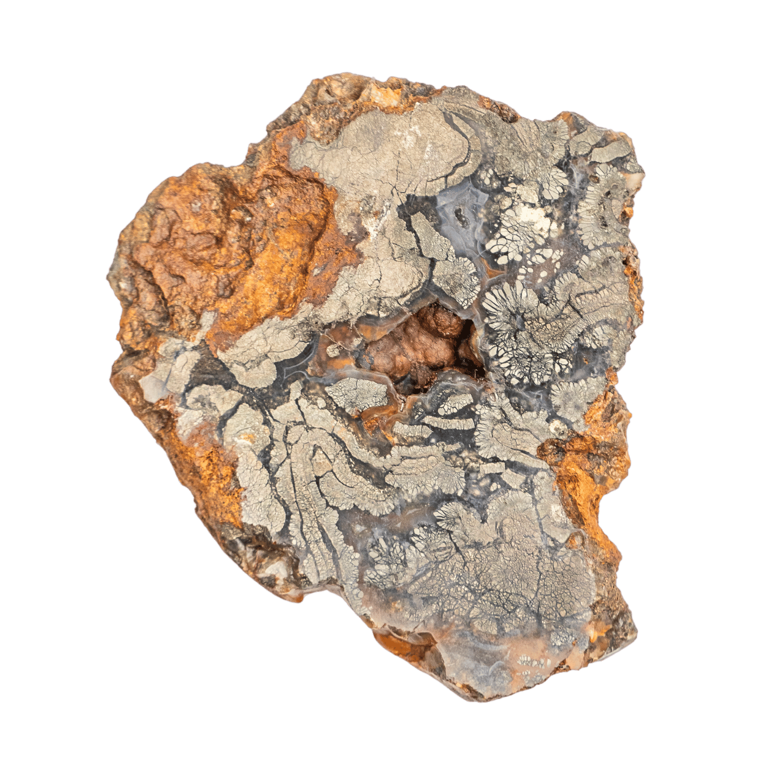 Raw Pyrite Flower Symbiosis in Agate Plate – Energy Muse