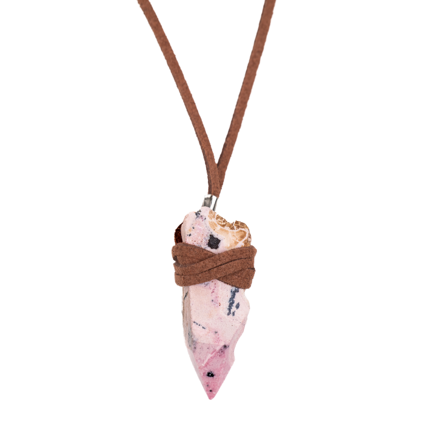 Rhodonite Crystal Point Necklace, Shop Rhodonite at Energy Muse
