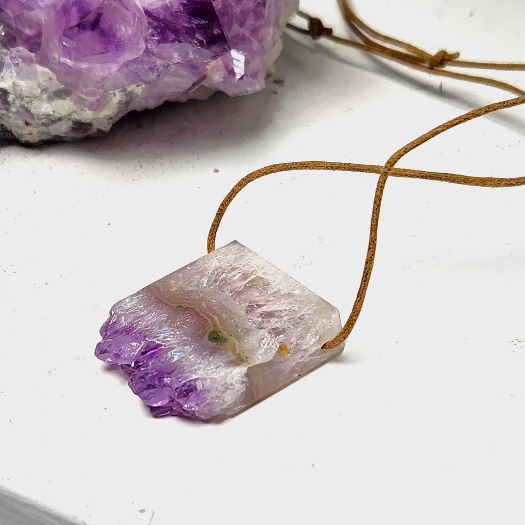 Amethyst Geode Slice Energy Necklace | Shop Amethyst Jewelry at Energy Muse
